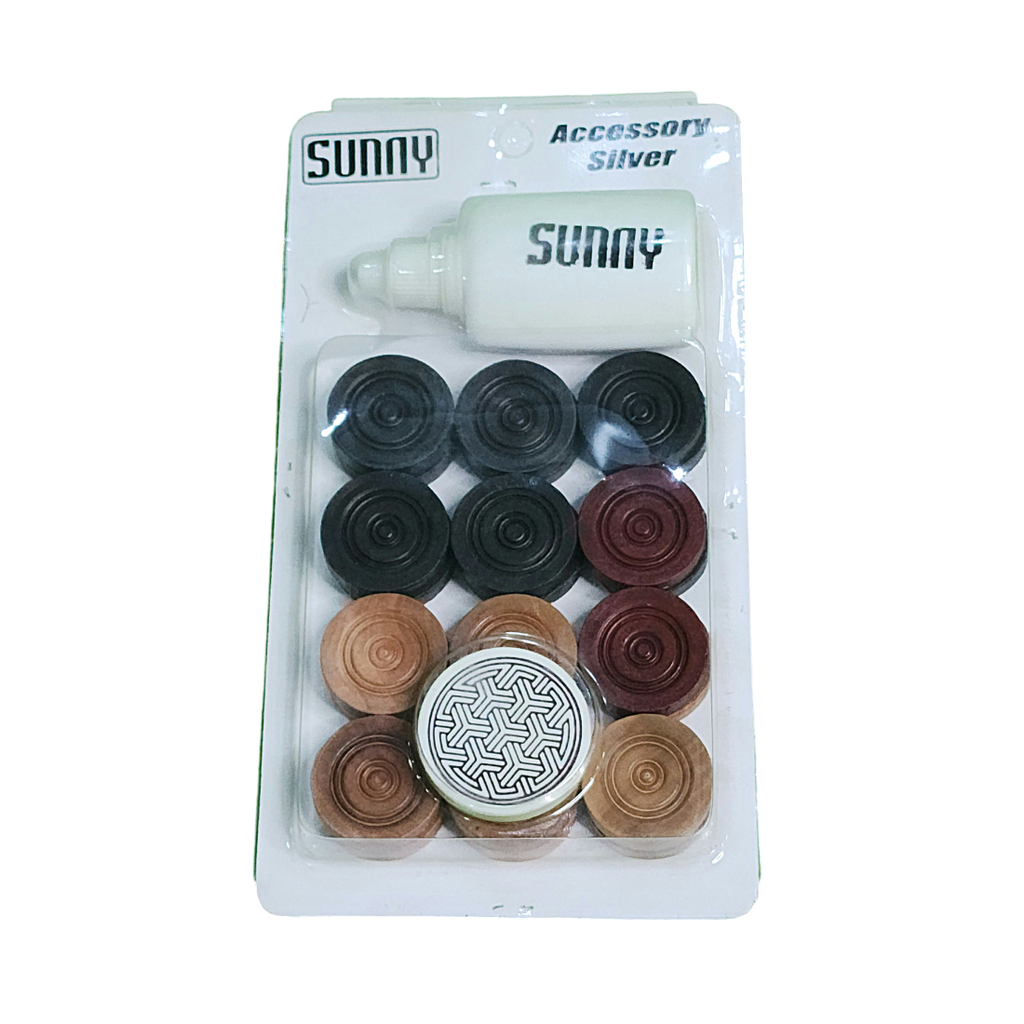 GLS Silver Carrom Coin Set with striker – GLS Sports